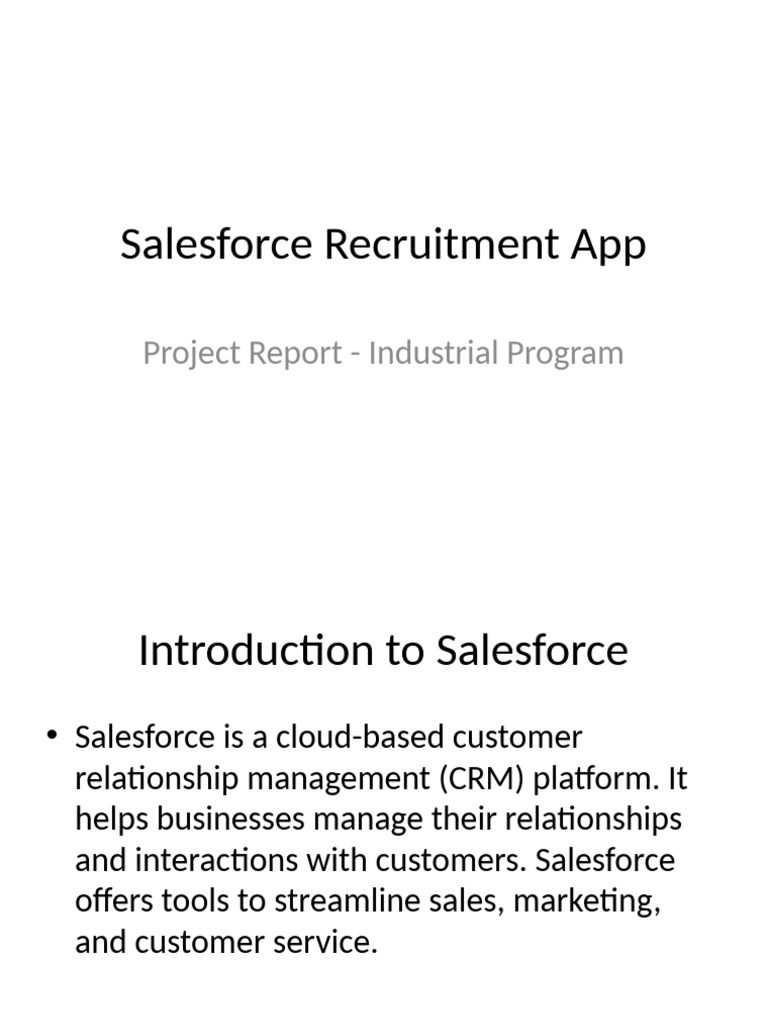 Salesforce Recruitment App Project Report | PDF