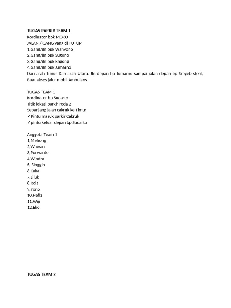 Tugas Parkir Team 1 | PDF