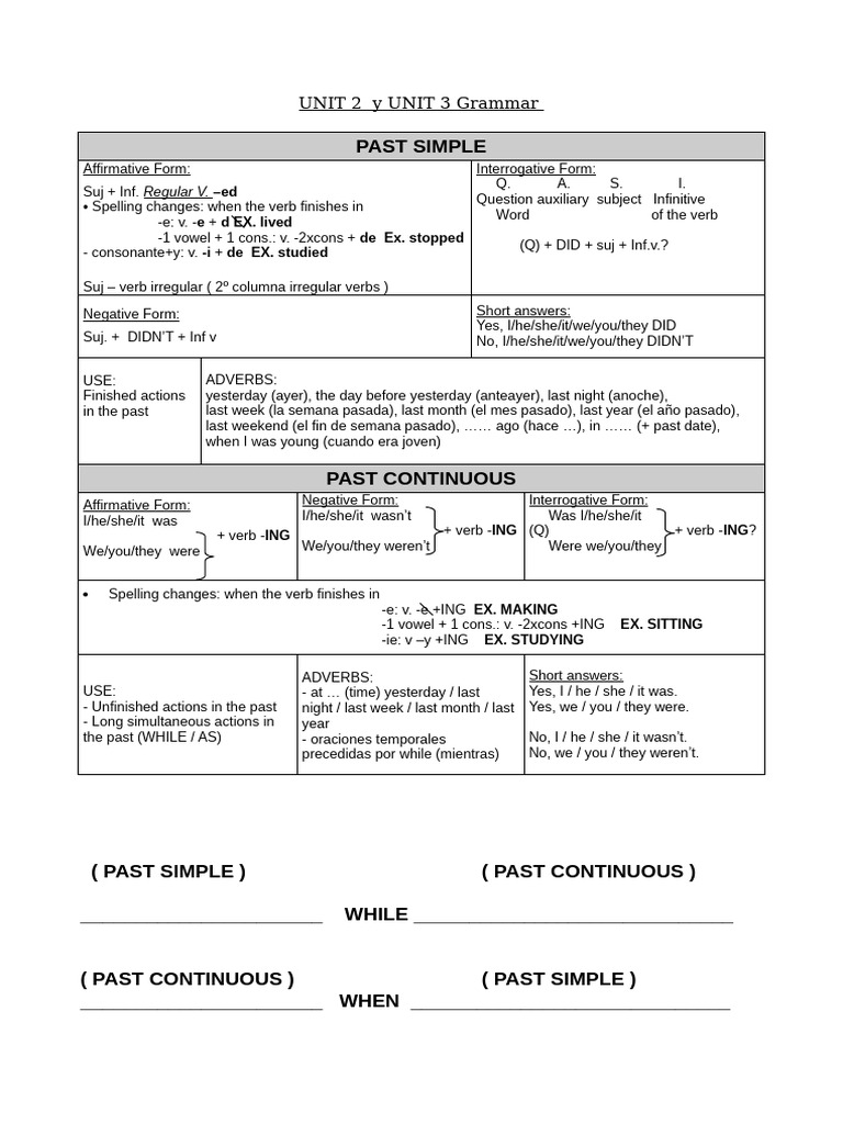 Grammar Past Simple and Past Continuous | PDF