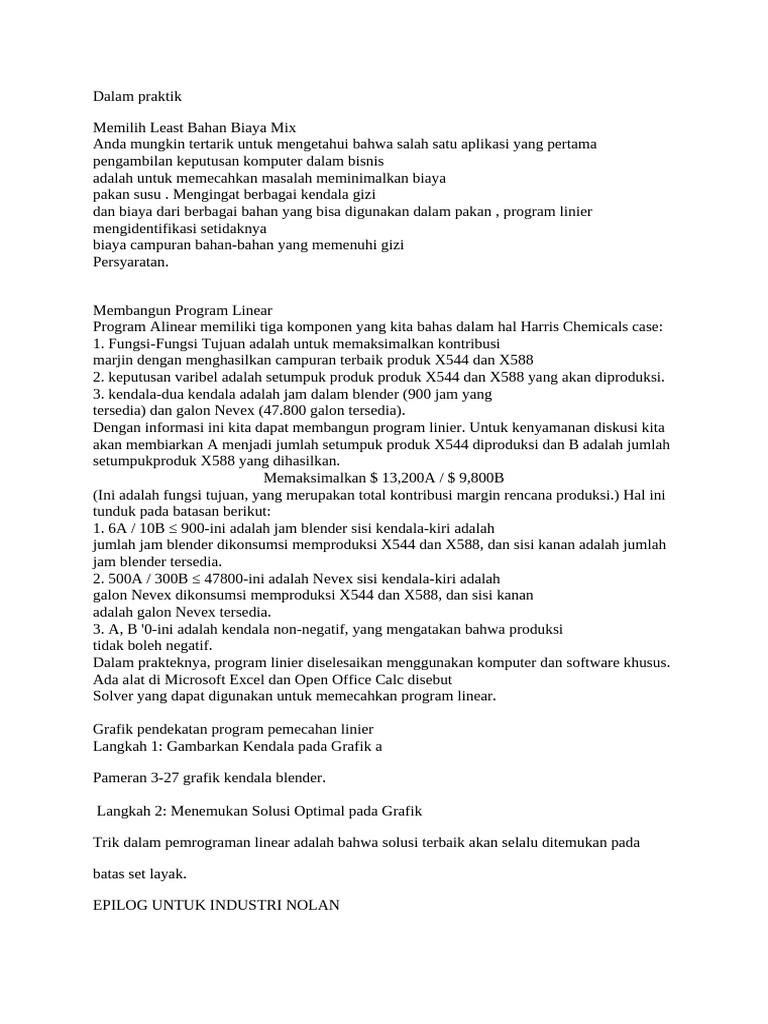 Resume AMS Memilih Least Bahan Biaya Mix | PDF