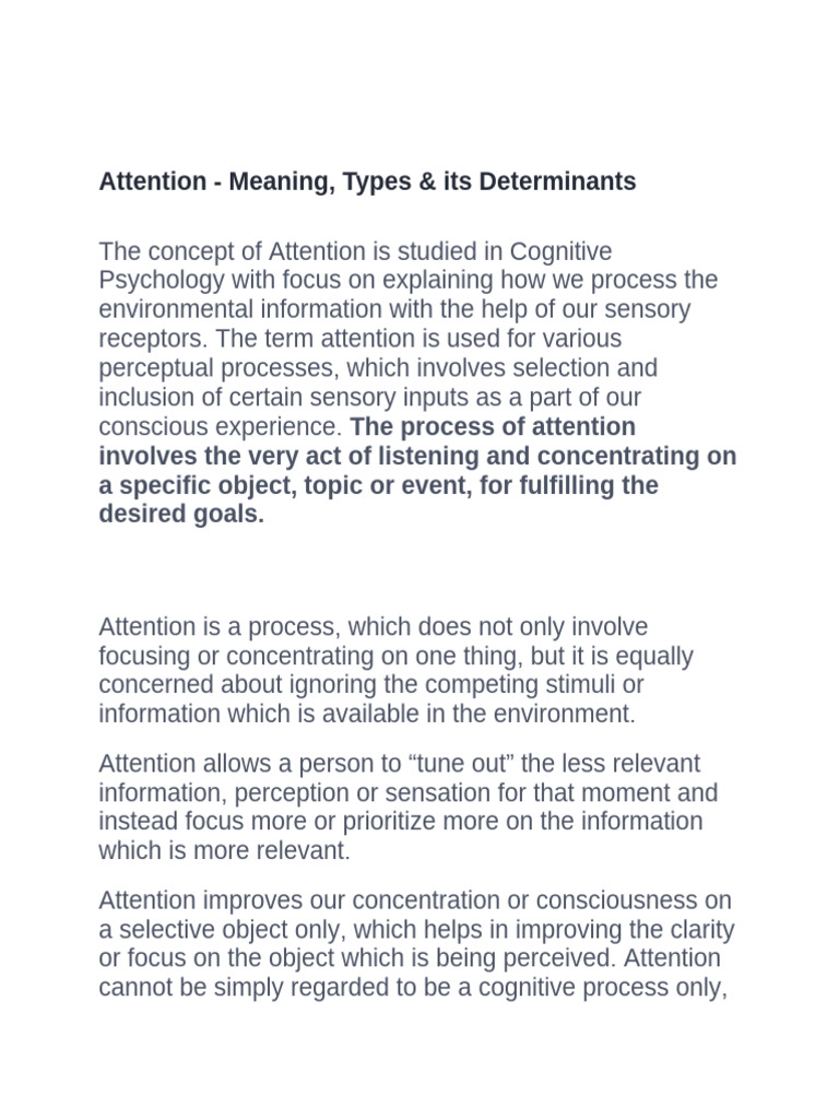 Attention Types & Determinants | PDF | Attention | Perception