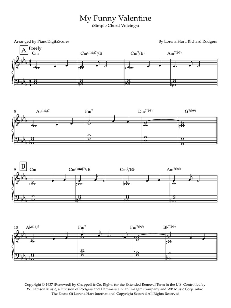 My Funny Valentine Chord Chart | PDF | Music Industry