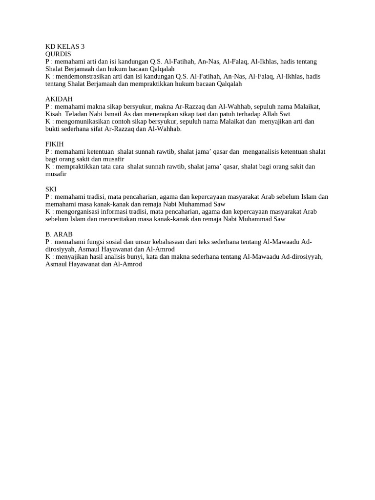 KD KELAS 3 & 4 ganjil | PDF