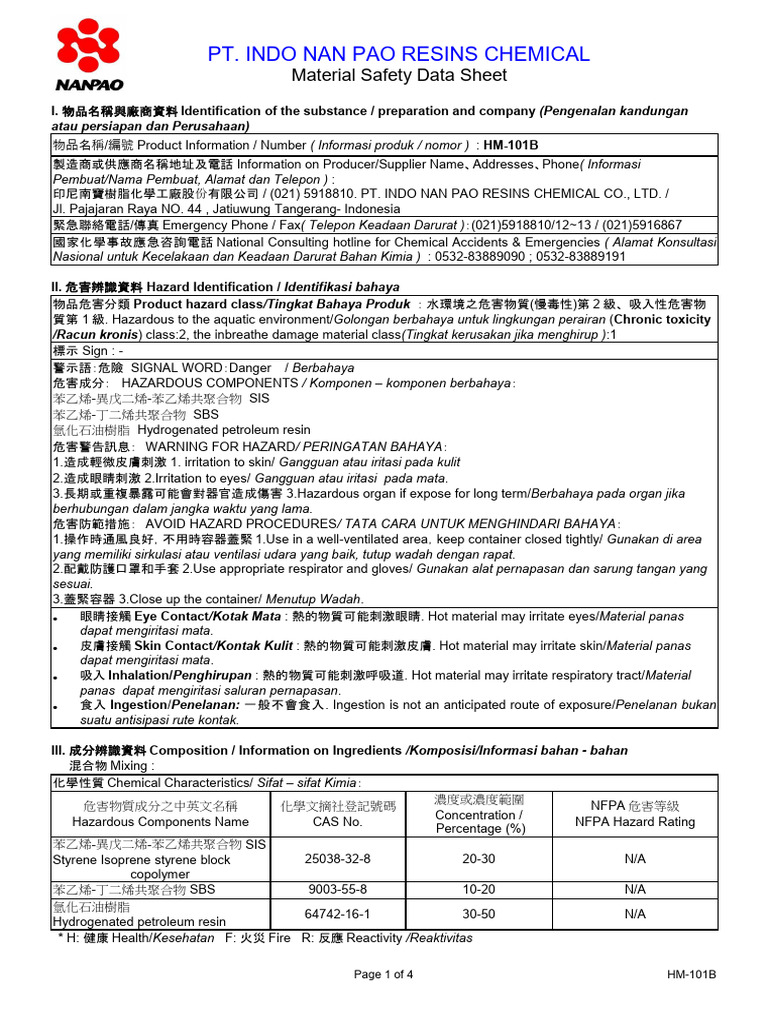MSDS - HM-101B | PDF