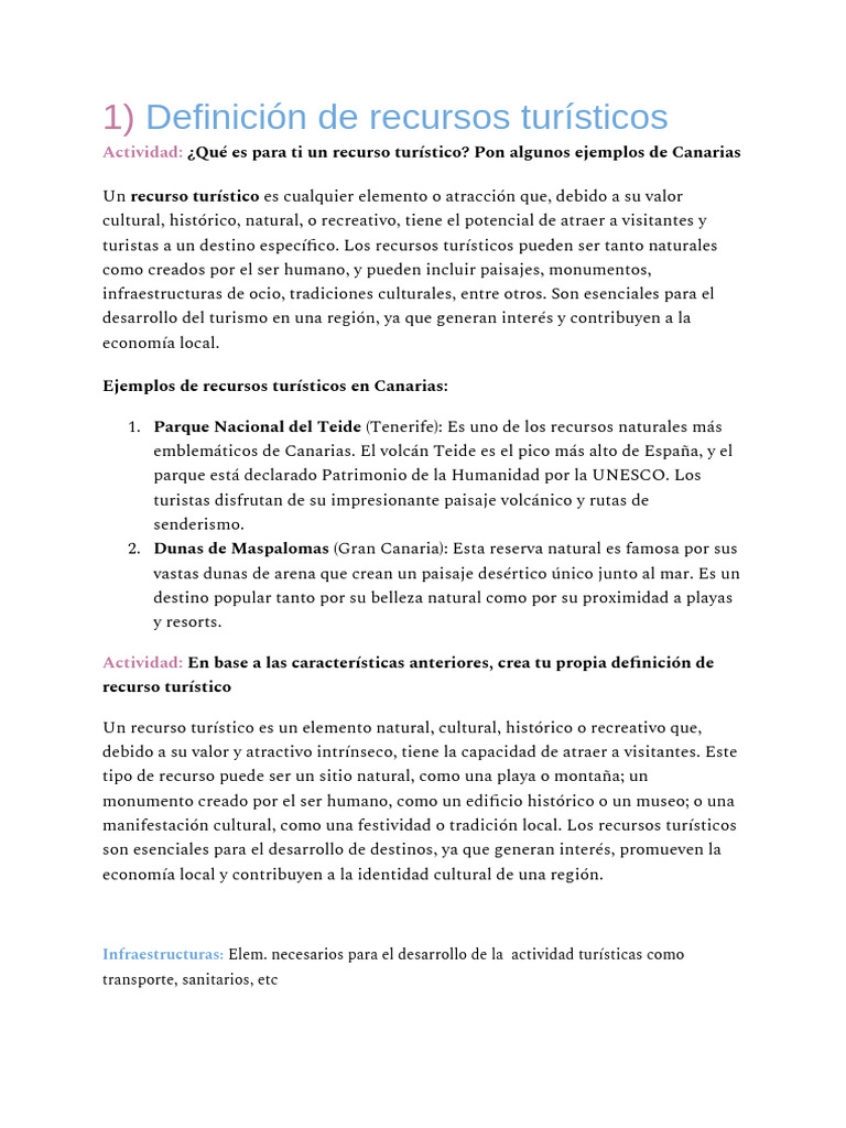 U.T. 1. Identificación de Los Recursos Turísticos | PDF