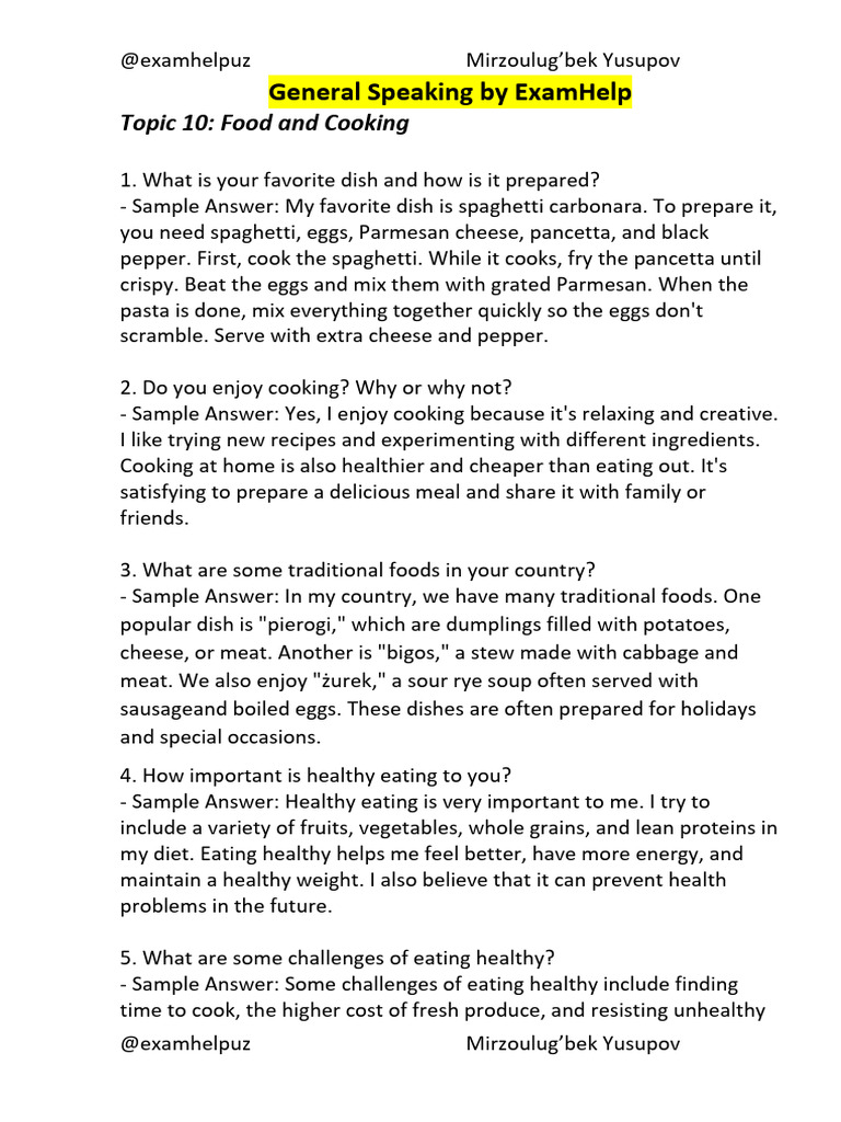 General Speaking Topic 10 by ExamHelp | PDF