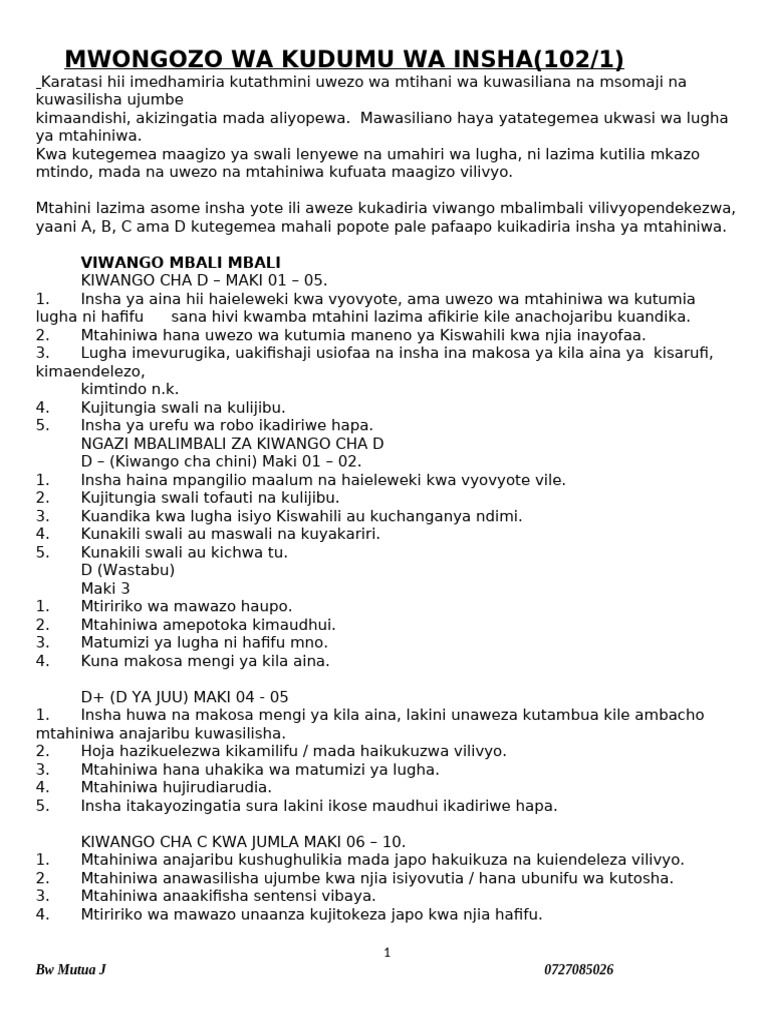 Mwongozo Wa Kudumu Wa Insha | PDF