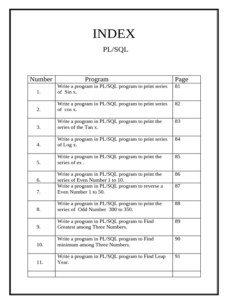 INDEX PLSQL | PDF