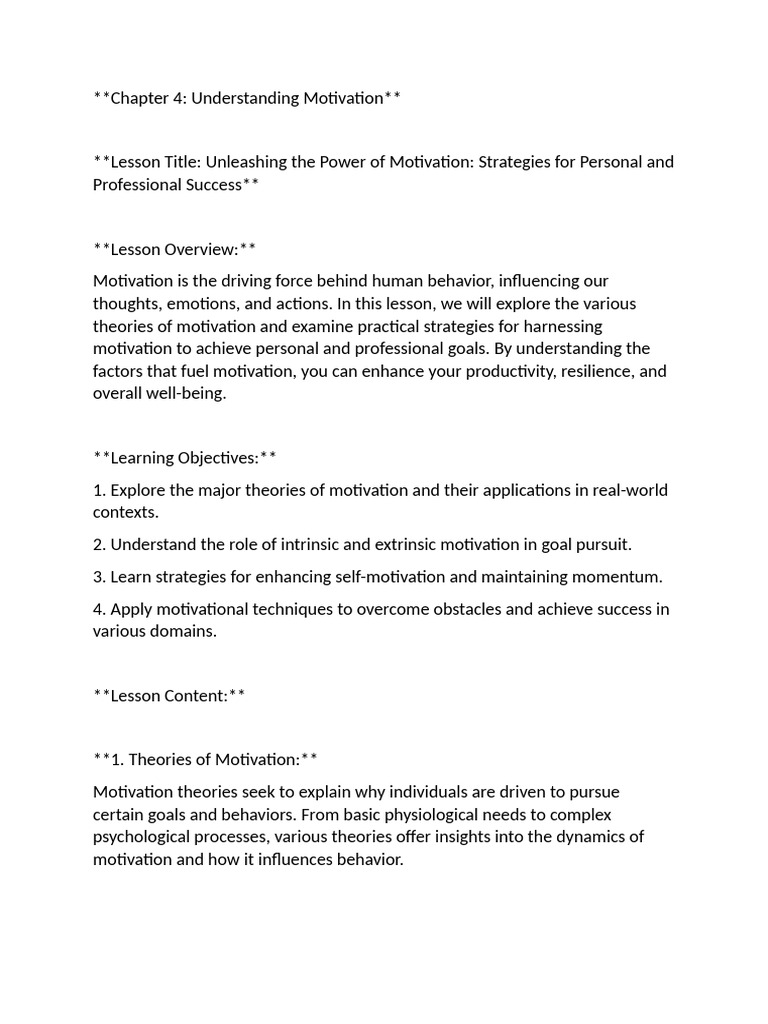 M1 Ch4 Understanding Motivation | PDF