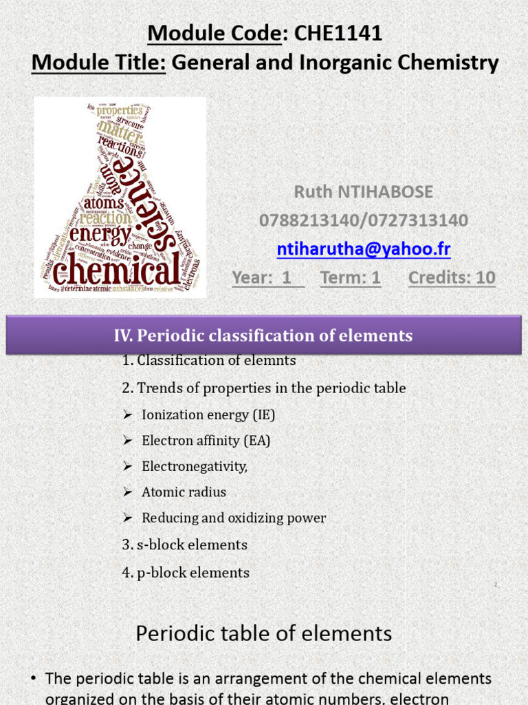 CHE 1141 Periodic Table-1 | PDF