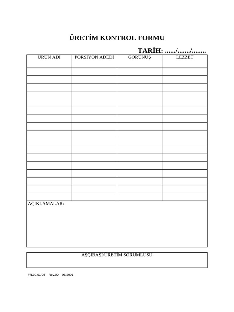 Form 05 Uretim Kontrol | PDF