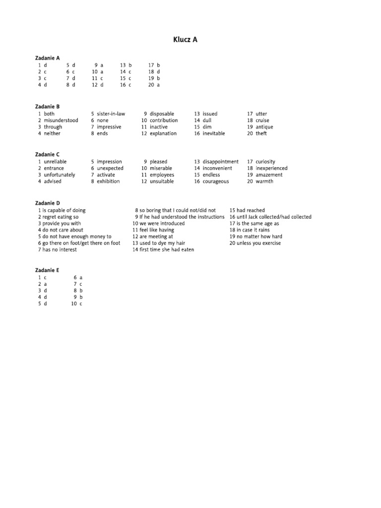 Test A Klucz - 6.11.2023 Bez Hasla | PDF