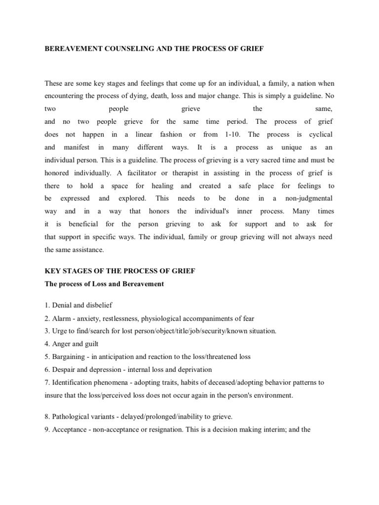 Bereavement Counseling and The Process of Grief | PDF | Grief ...