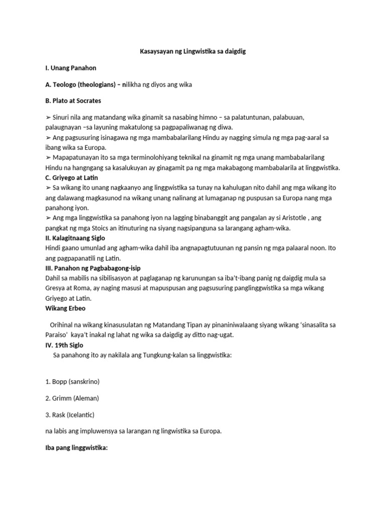 Panimulang Linggwistika Notes WPS Office | PDF | Tagalog Language ...