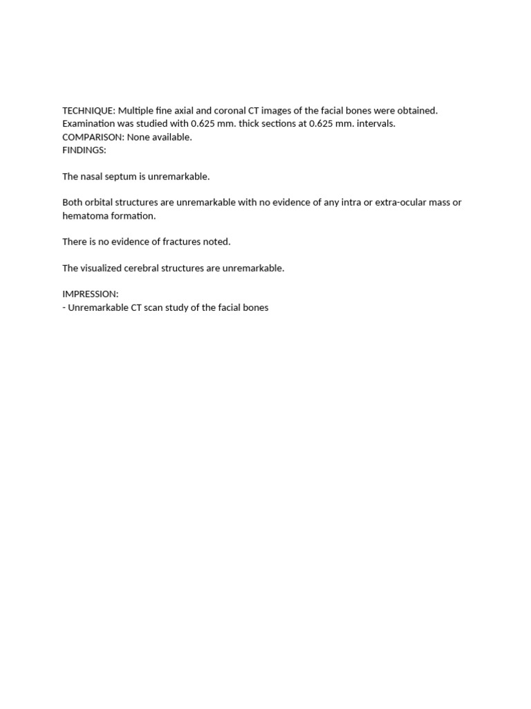 Facial CT Template | PDF