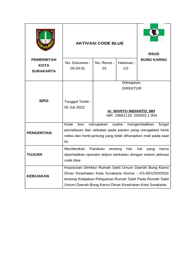 05.04.01 Aktivasi Code Blue - 1 | PDF