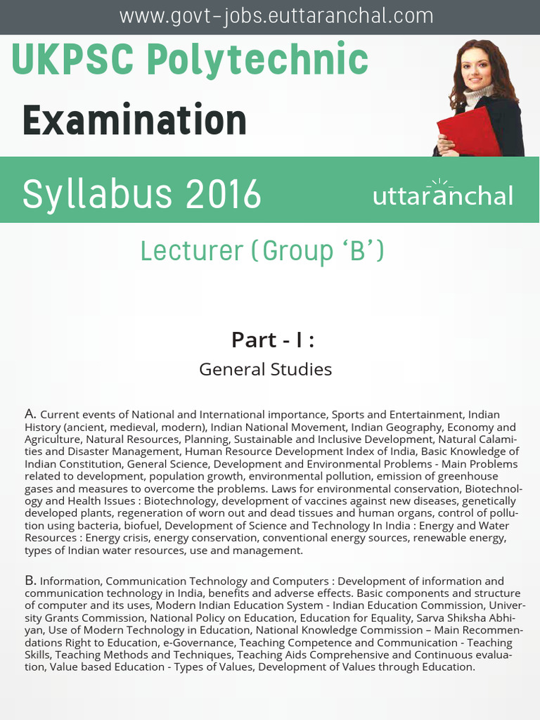 UKPSC Polytechnic Lecturer Groub B Examination | PDF