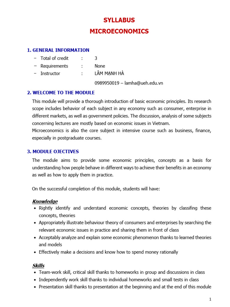 Syllabus Micro | PDF