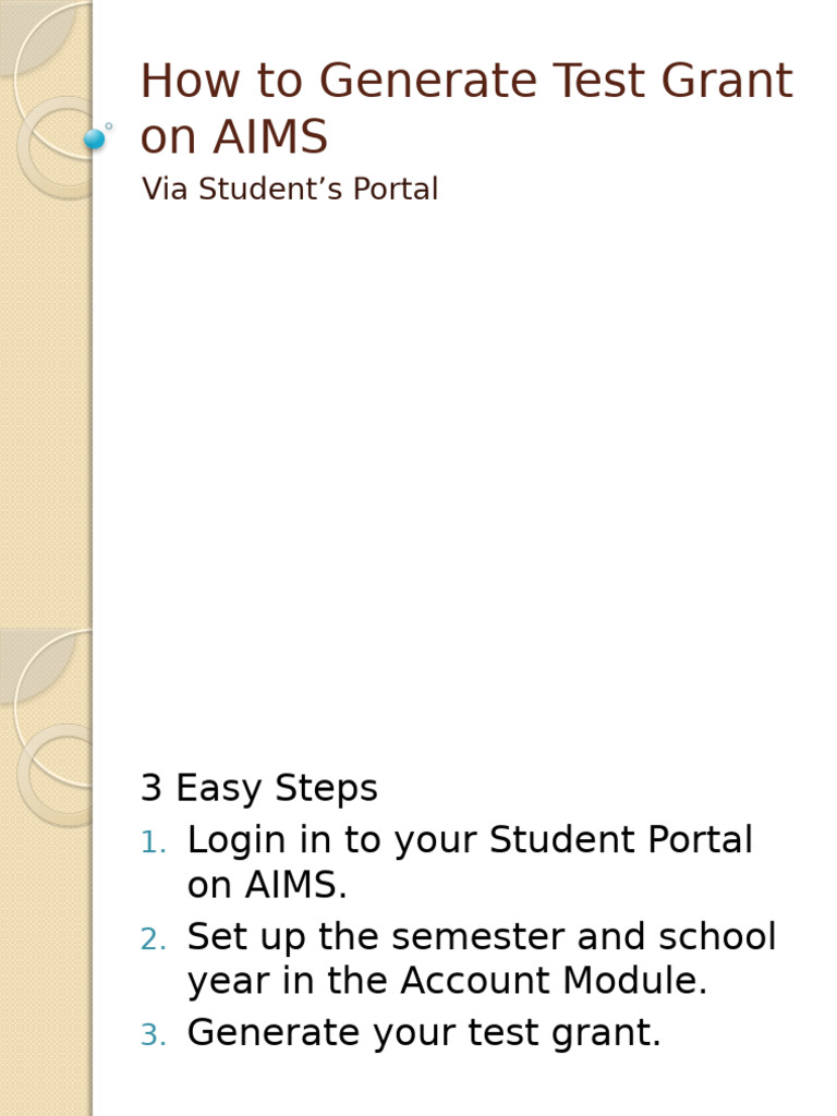 How To Generate Test Grant in Aims - Updated V2 | PDF