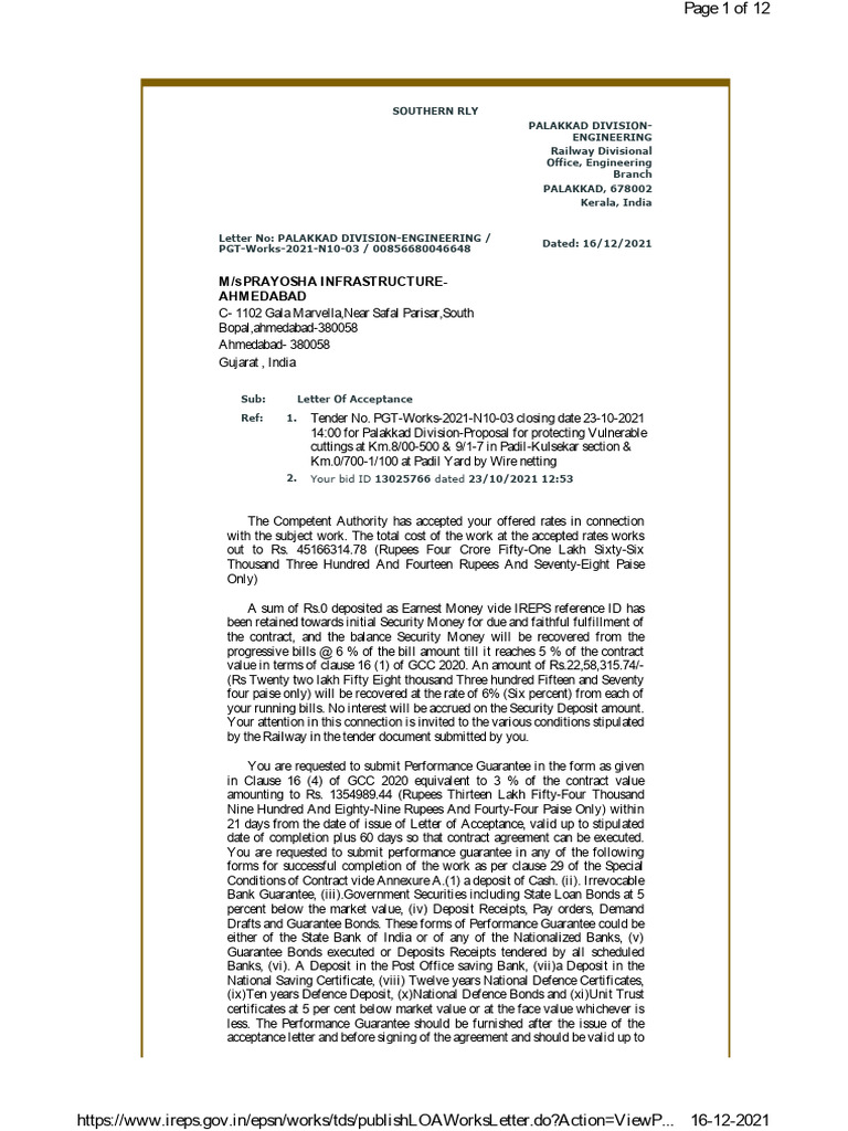 LOA Padil - Kulasekara Restoration Work. PGT Division 16.12.2021 | PDF ...