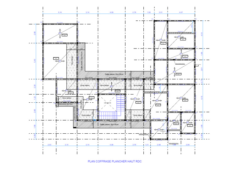 Plan Coffrage Plancher Haut RDC: P1 P0 P5 P0 P1 | PDF