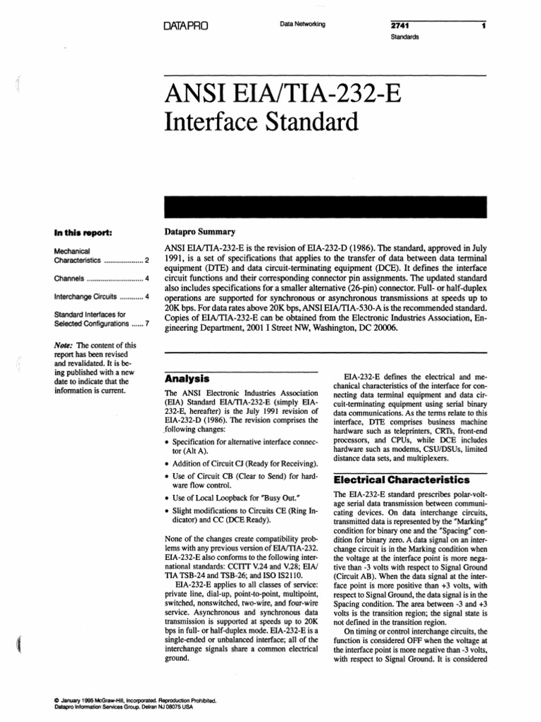 2741 Eia Rs-232-E | PDF