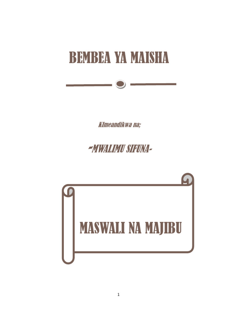 Bemb Ya Maisha Maswali Na Majibu | PDF