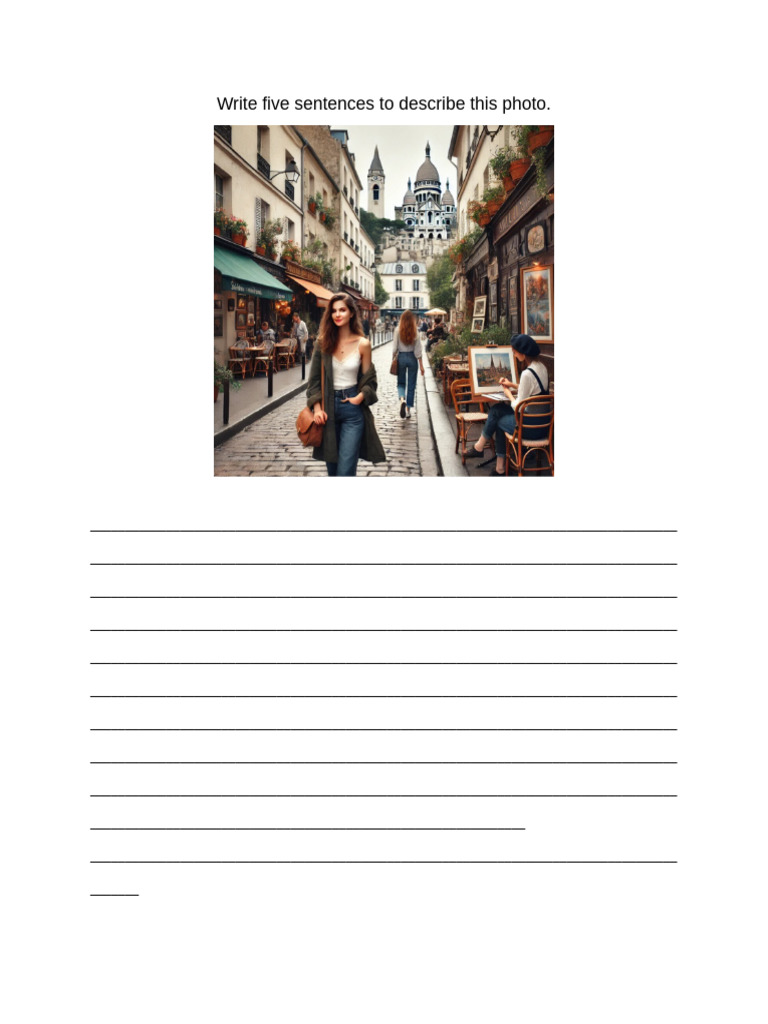 Write five sentences to describe this photo 1 | PDF