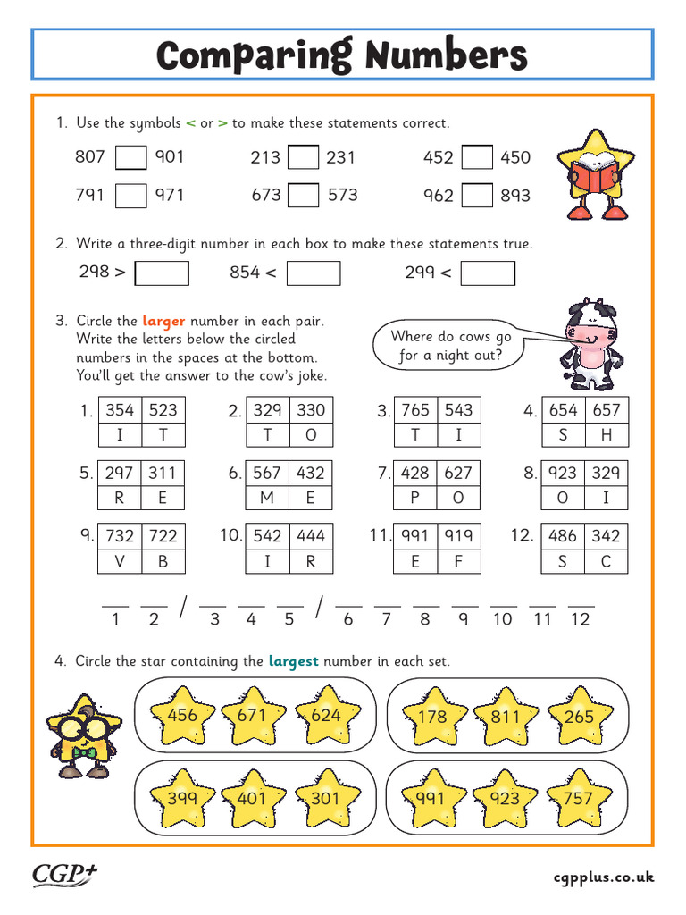 Comparing Numbers (Year 3) Printer Friendly - M2WAE71 | PDF