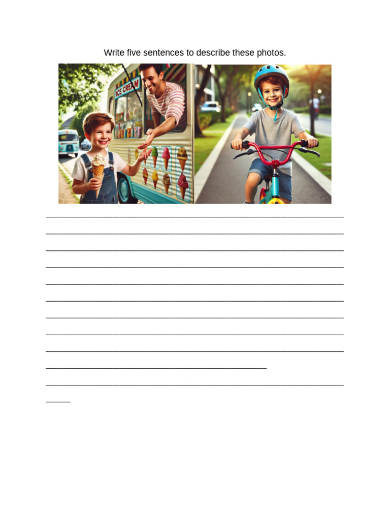 Write five sentences to describe this photo2 | PDF