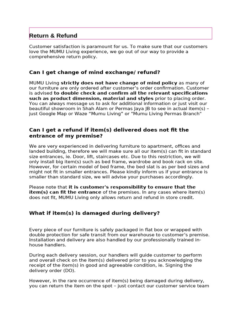 Return and Refund | PDF