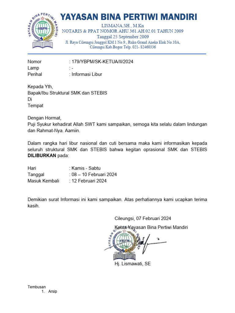 Info Libur Februari 24 | PDF