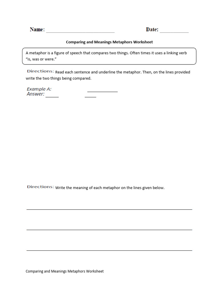 Comparing-and-Meanings-Metaphors-Worksheet | PDF