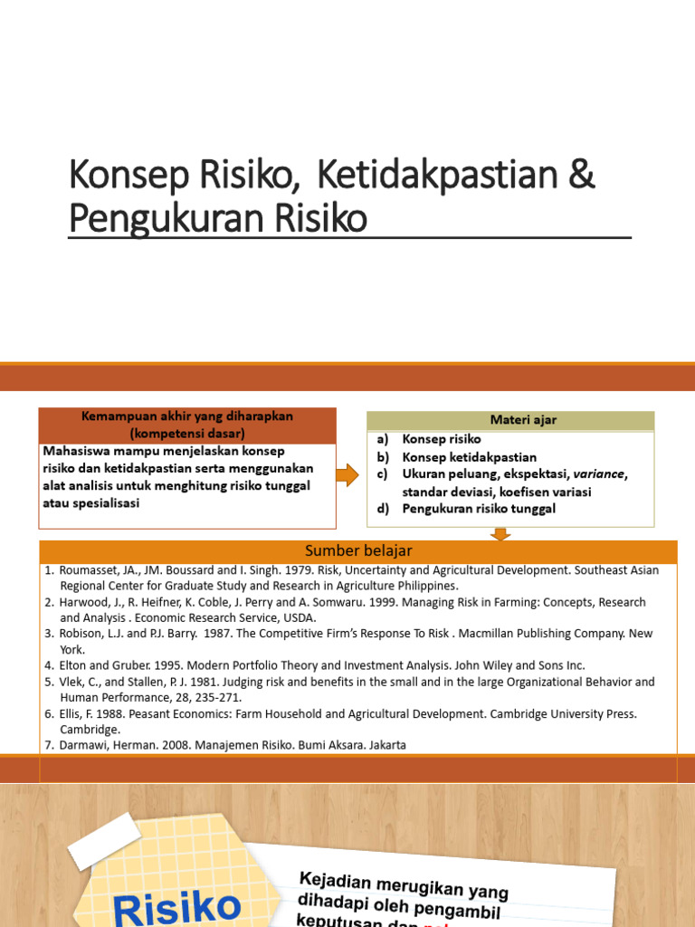 Konsep Risiko, Ketidakpastian Dan Pengukuran Risiko | PDF