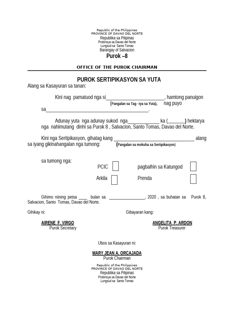 Purok Cert | PDF