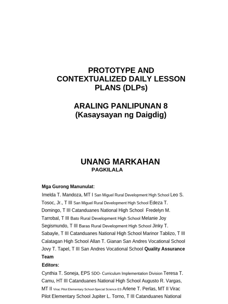 Ap8 lesson plan | PDF