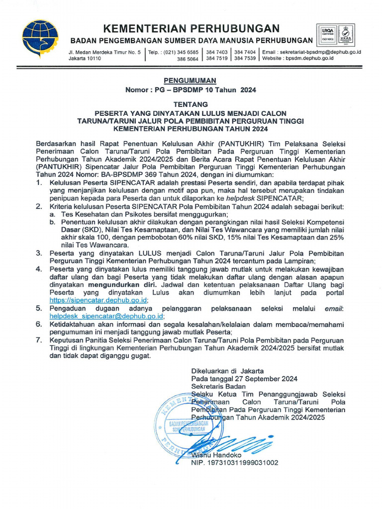 PG-BPSDMP 10 Tahun 2024 | PDF