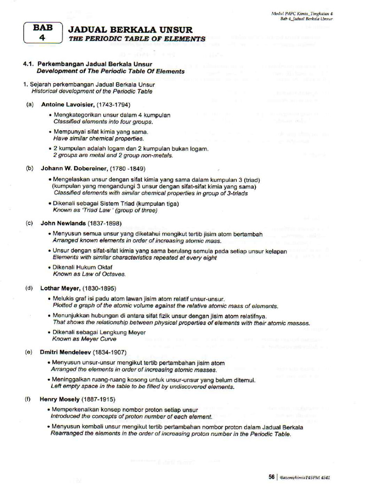 F4 - Bab 4 - Jadual Berkala Unsur | PDF