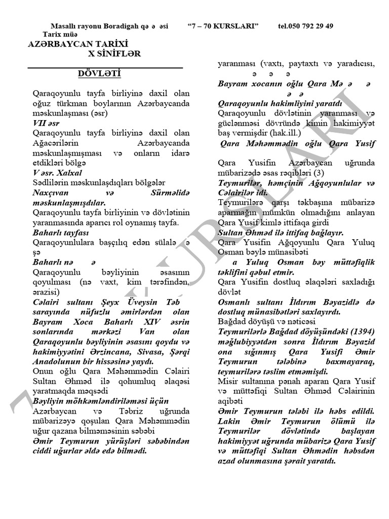 Azərb. Tari̇xi̇ Vi-Vii-X Cavab V Hi̇ssə | PDF