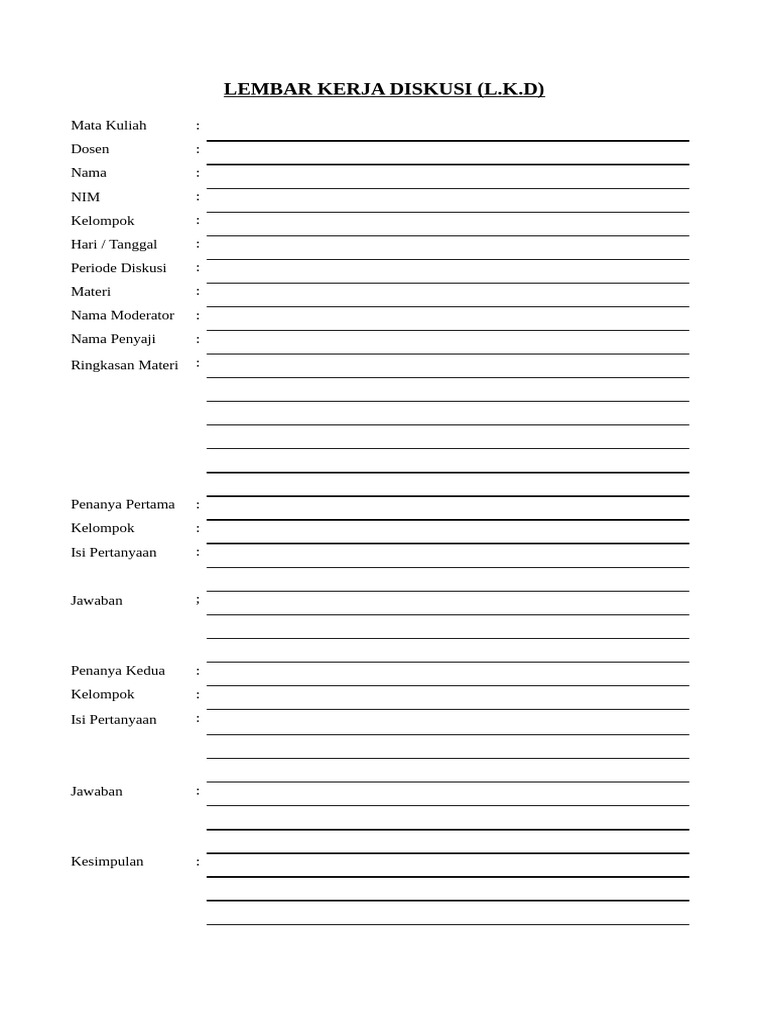 Lembar Kerja Diskusi - L.K.D | PDF