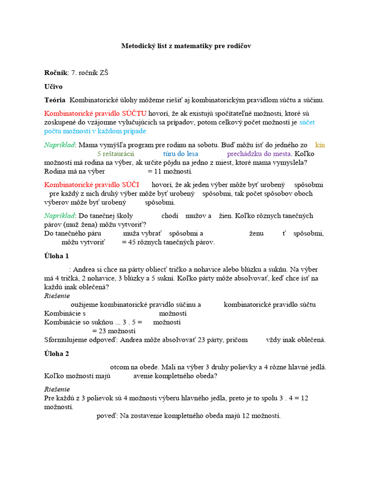 ml7 Kombinatorika | PDF