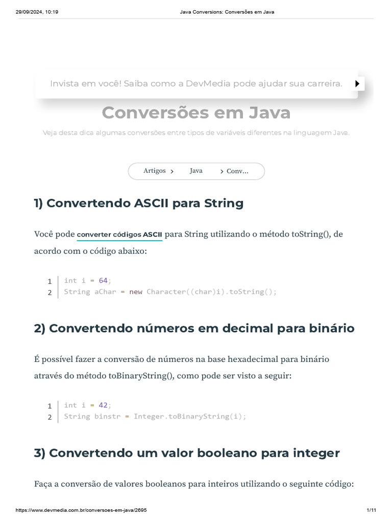 Java Conversions - Conversões em Java | PDF