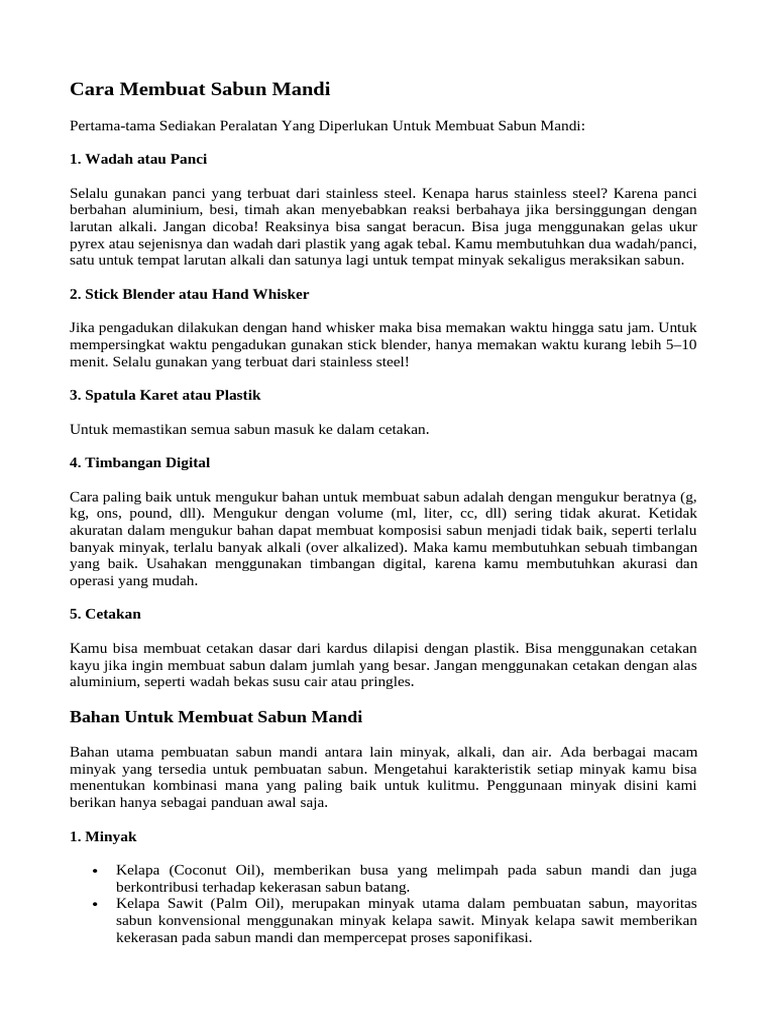 Cara Membuat Sabun Mandi | PDF