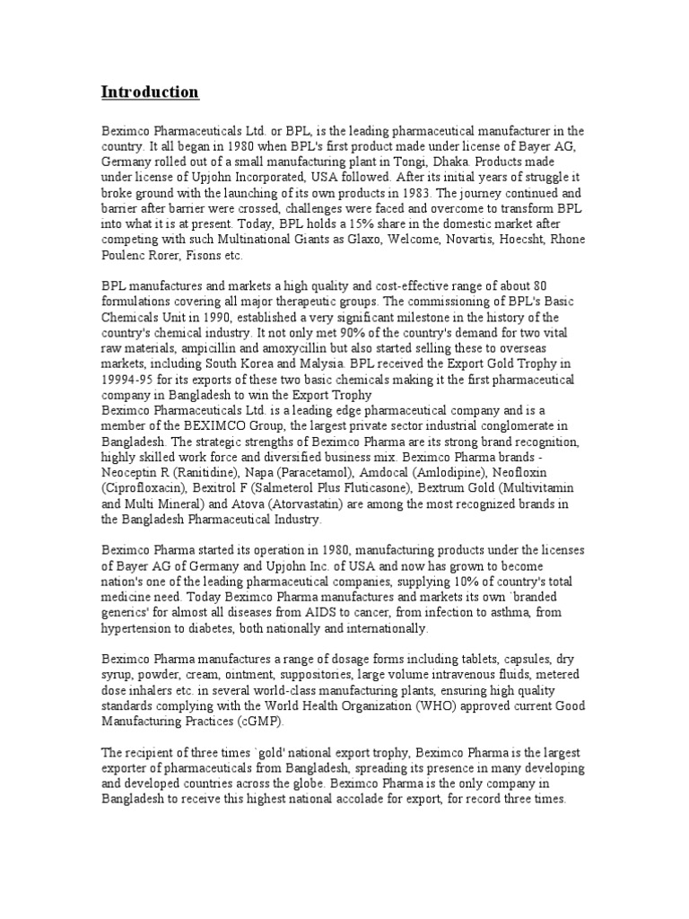 Beximco Pharma | PDF | Pharmaceutical Industry | Pharmaceutical Drug