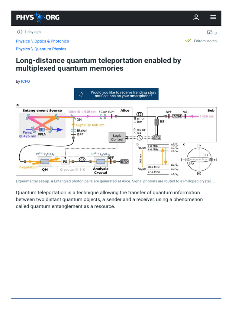Long-Distance Quantum Teleportation Enabled by Mul | PDF | Quantum ...