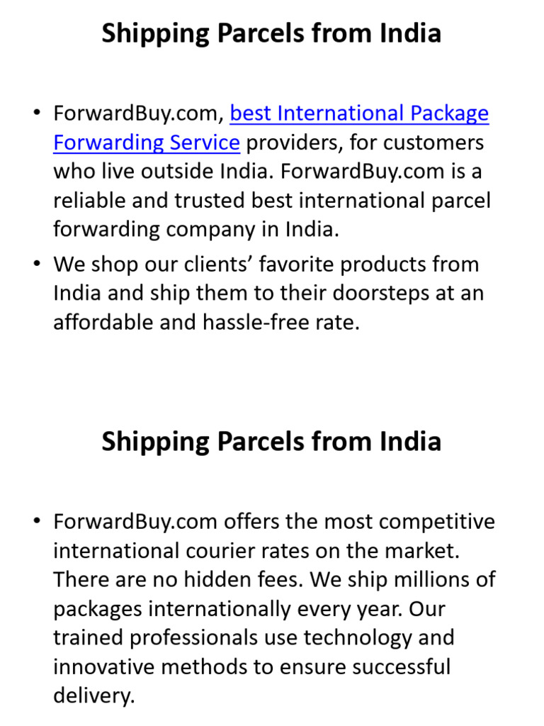 Shipping Parcels From India | PDF