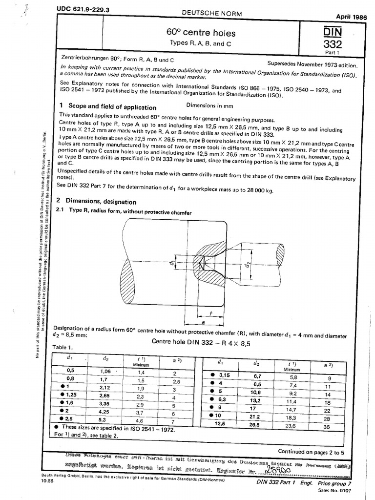 CENTER DRILL - DIN 332 | PDF