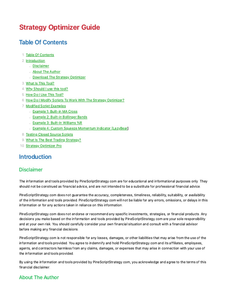 Strategy Optimizer Guide | PDF