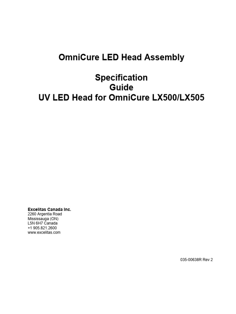 OmniCure LX500 LED Head Assembly Specification Guide | PDF