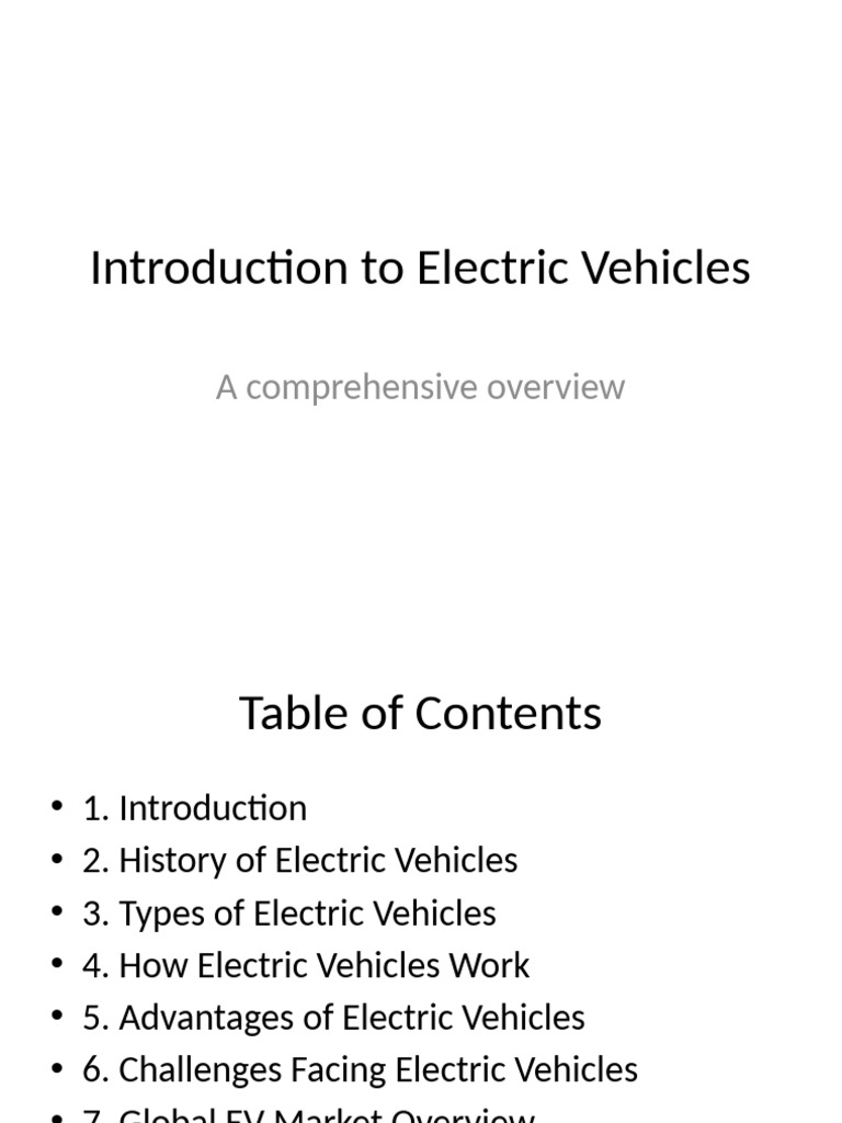 Electric Vehicles Introduction Presentation | PDF